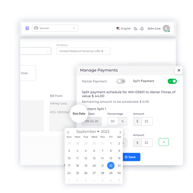 Split Partial payment - Invoice Crowd