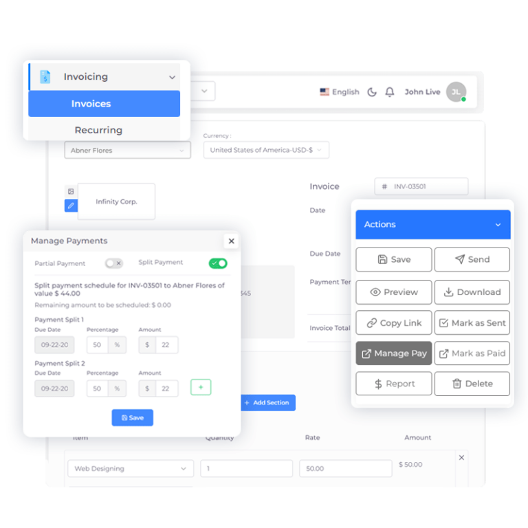 Split Partial payment - Invoice Crowd